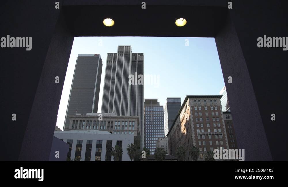 Tilt down of buildings and towers in Los Angeles Stock Video Footage ...