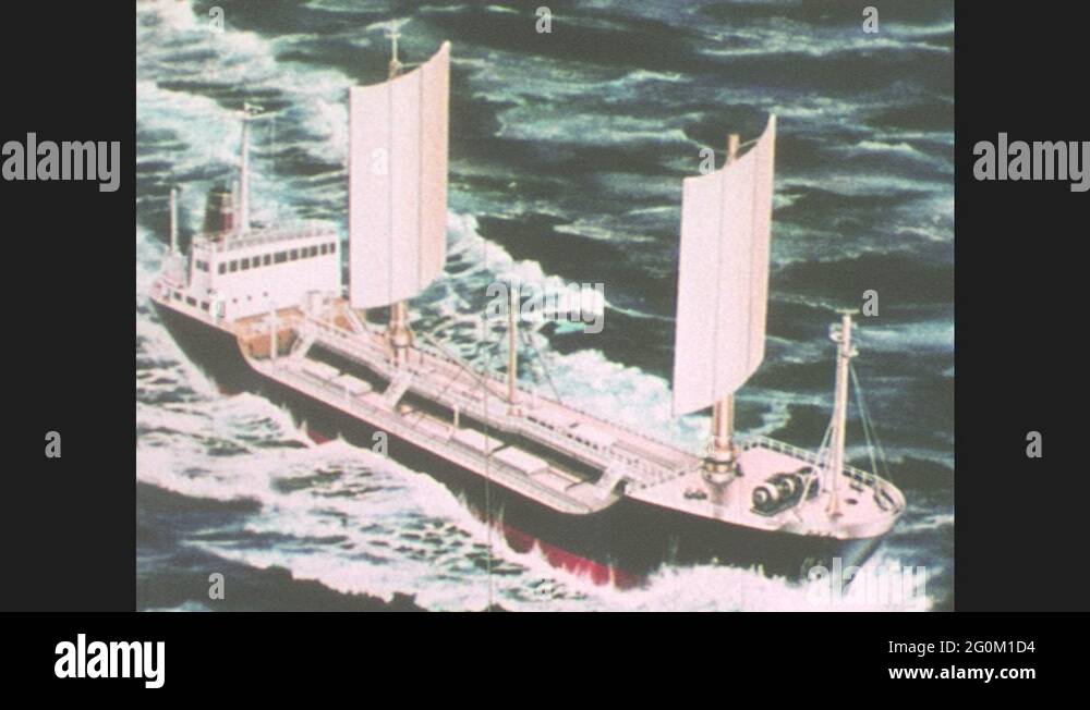 1980s: Illustration shows rigid sails on ship revolving and folding ...