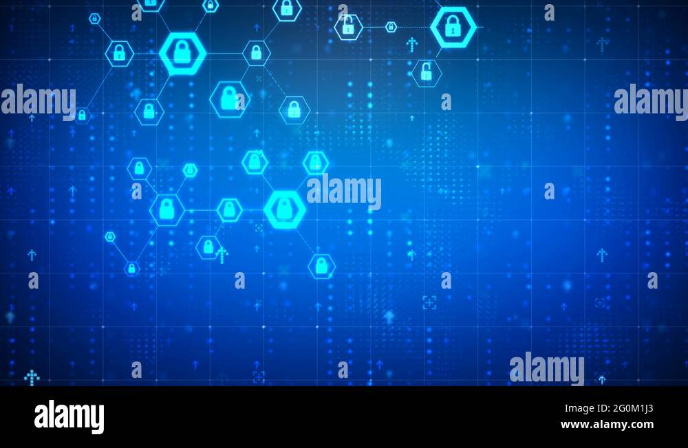 4K Animation hexagon shape with lock icon for network security Stock ...