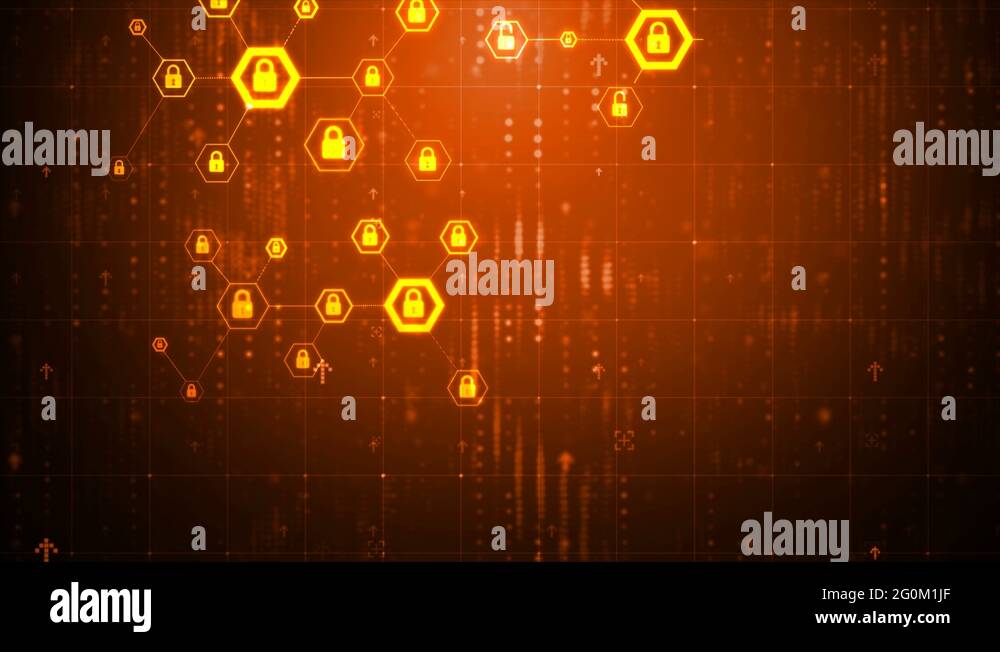 4K Animation hexagon shape with lock icon for network security Stock ...