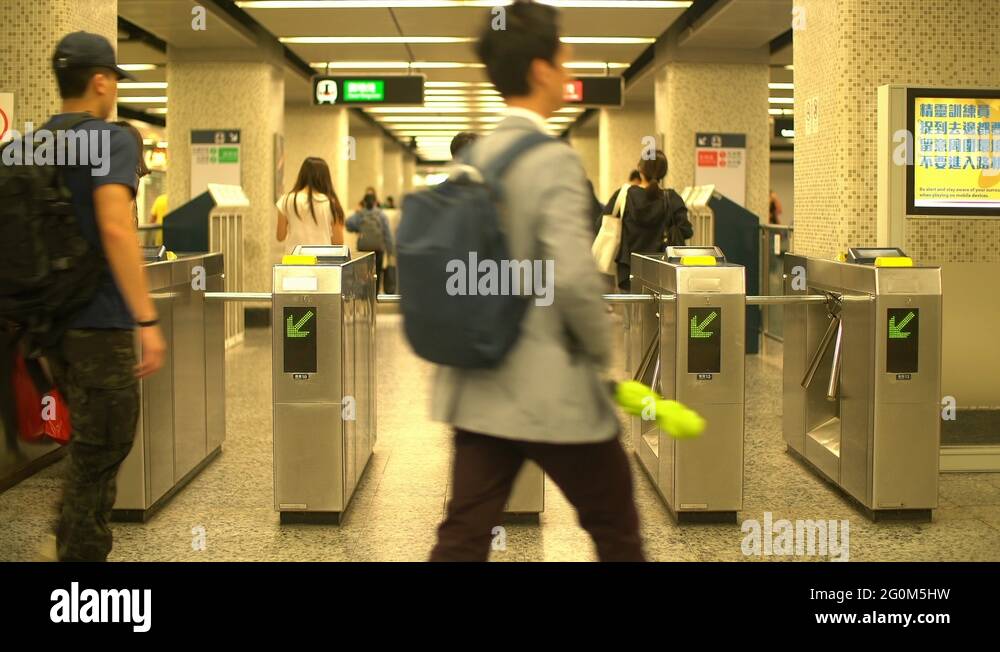 Busy Turnstiles - Hong Kong Metro Train / Subway MTR Station Stock ...