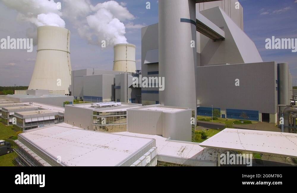 enjoy this aerial view of a modern german power plant with nice clouds ...