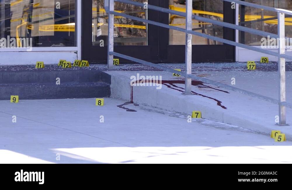 Police at double shooting murder crime scene in Toronto Stock Video ...