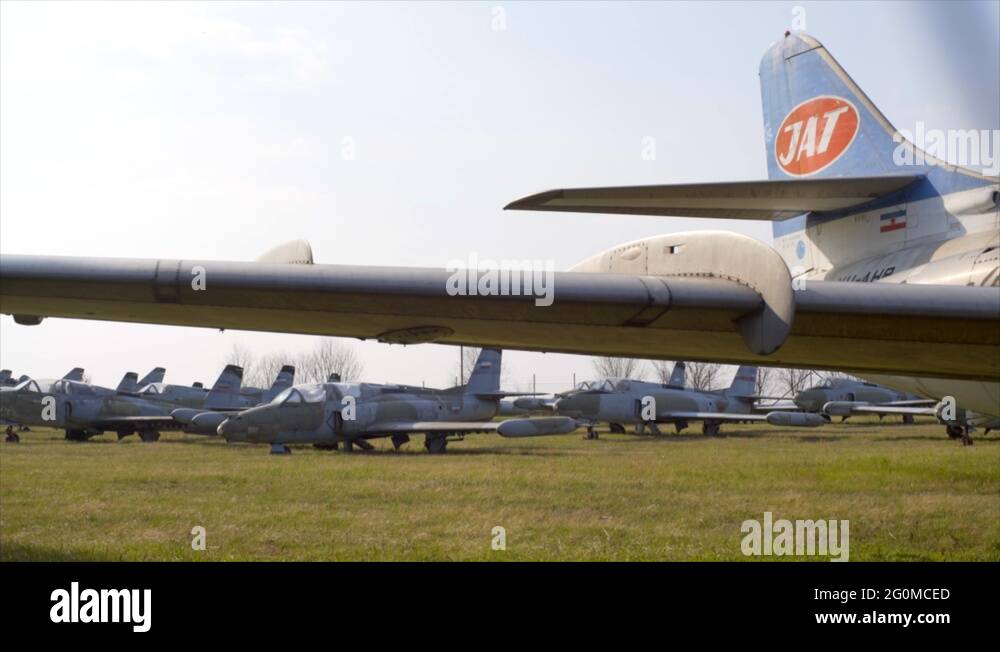 Decommissioned Soko J-21 Jastreb Hawk Yugoslavia jets yard, Belgrade ...