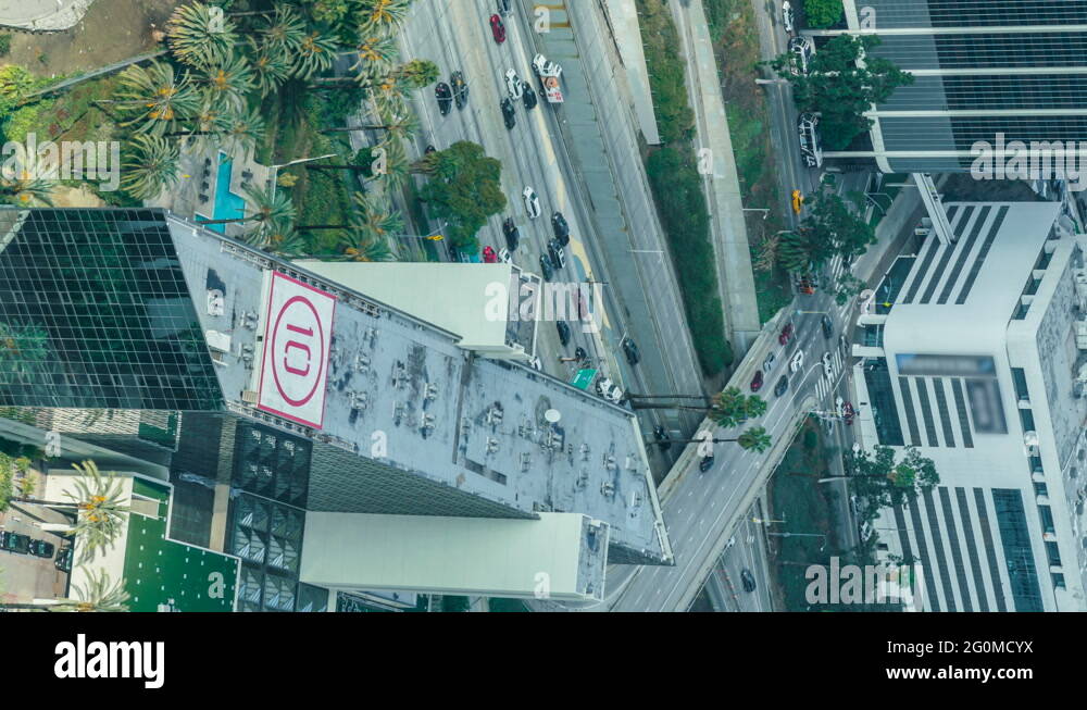 Timelapse Overview of Busy Highway in Downtown LA -Vertical/Pan Stock ...