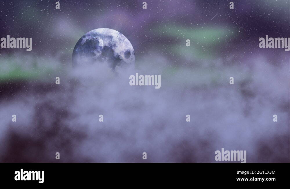 loopable flying through clouds on night sky with full moon Stock Video ...