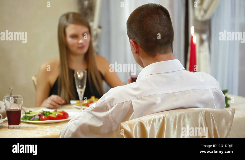Romantic couple having dinner Stock Video Footage - Alamy