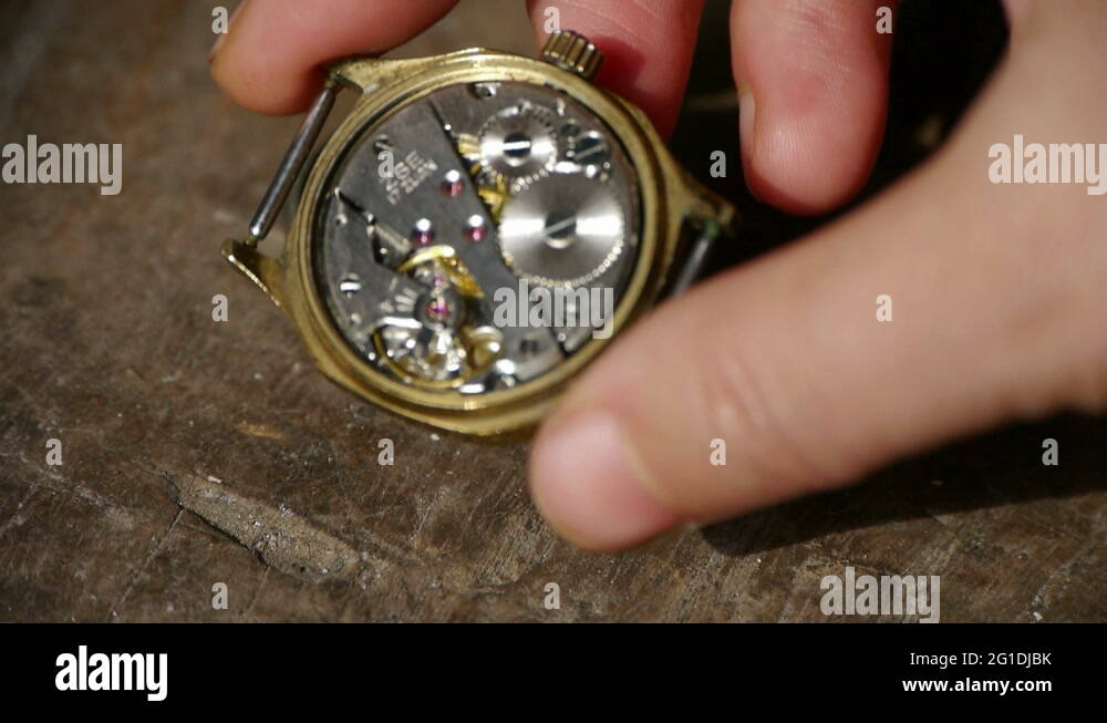 Holding internal structure of Watch on desk,bearings,gears,hand Stock ...