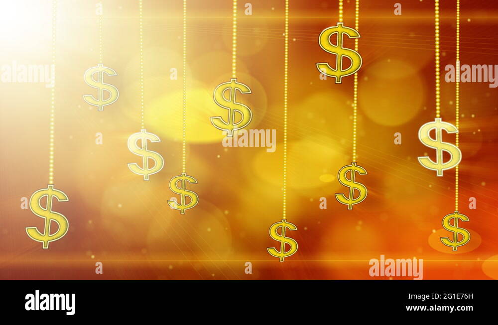 shiny dollar signs dangling on strings loop background Stock Video ...
