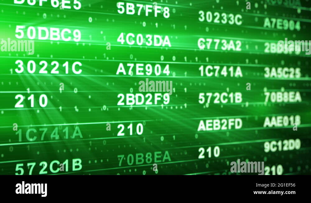 green hexadecimal data columns loopable background Stock Video Footage ...