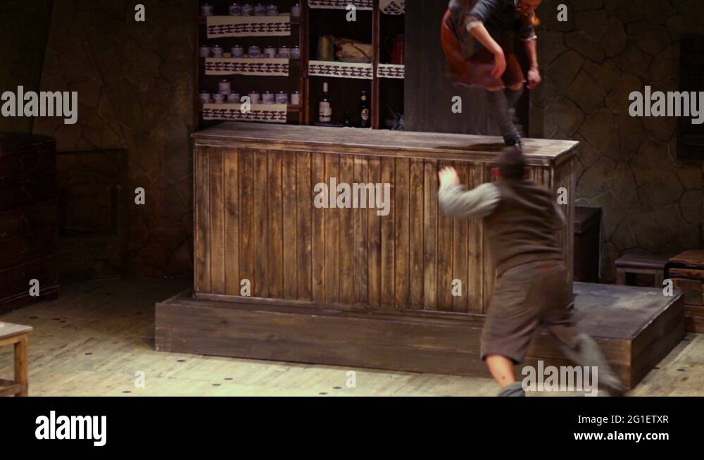 A. Basova and V. Karpenko plays on stage of Taganka Theatre Stock Video ...