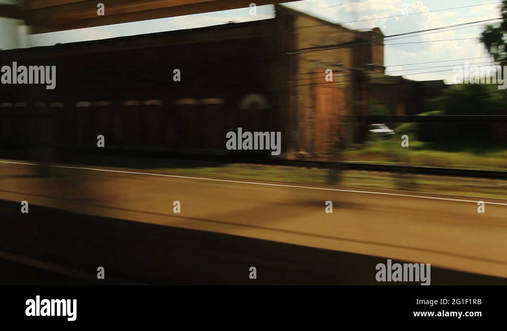 From the windows of high-speed train at the railway station (POV Stock ...