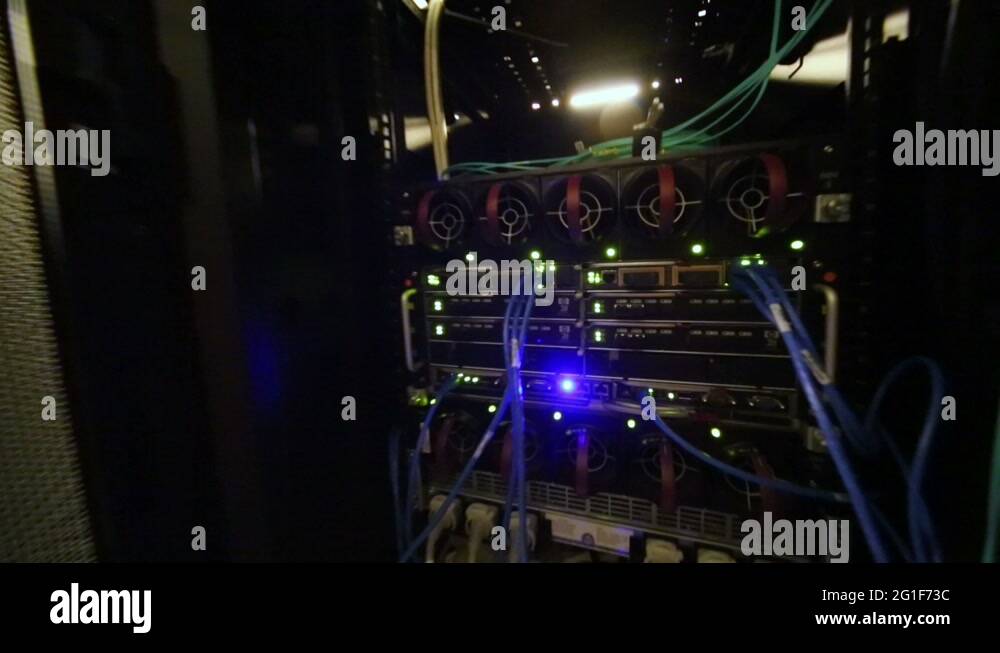 Network equipment in server rack of telecommunication system Stock ...