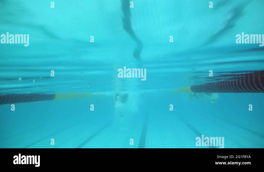 Several people swim by tracks in pool at Olympic Sports complex Stock ...