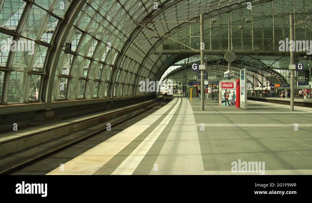Modern intercity train pulls into the Central Station in Berlin Stock ...