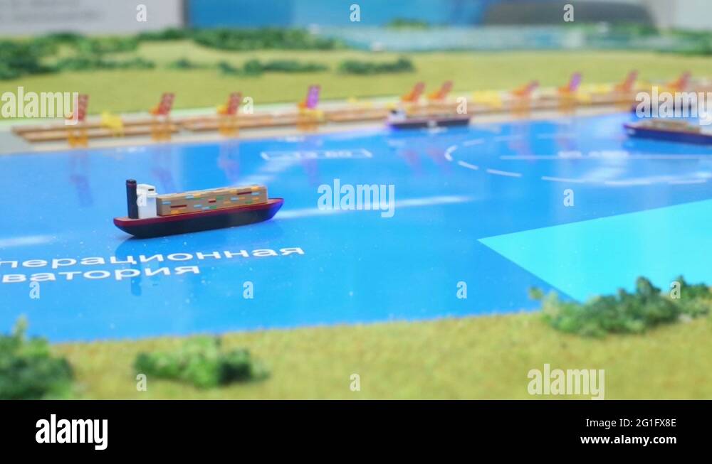 miniature models of ships on the improvised water surface Stock Video ...