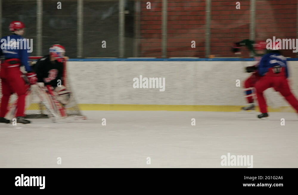 Players of men's junior ice hokey team during training Stock Video ...