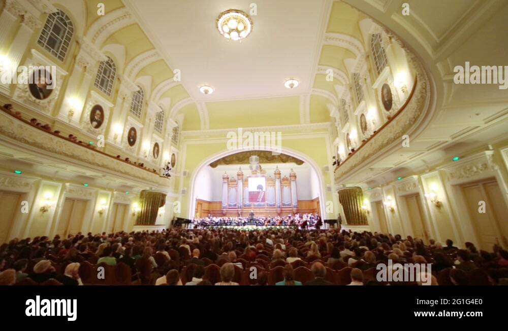 Review hall and stage at Moscow Tchaikovsky Conservatory Stock Video ...