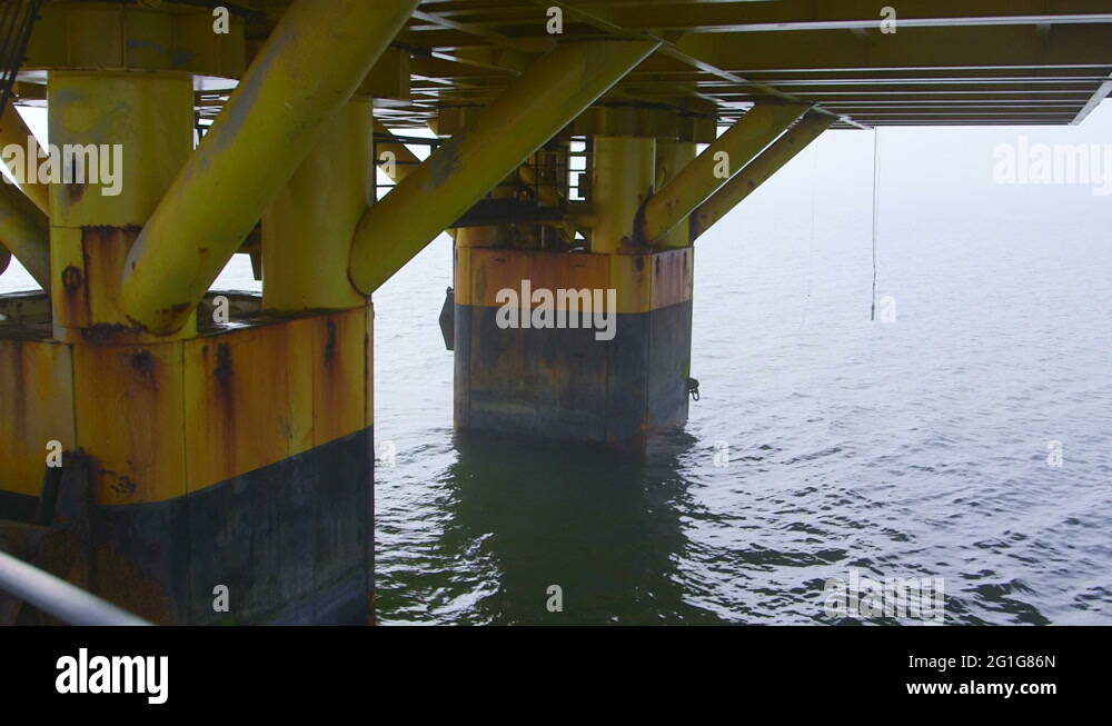 Piles of offshore gas and oil production platform Stock Video Footage ...