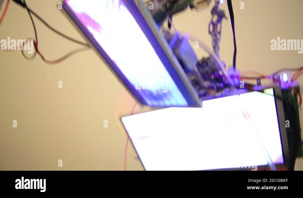 Art installation of monitors, speaker and different wires Stock Video ...