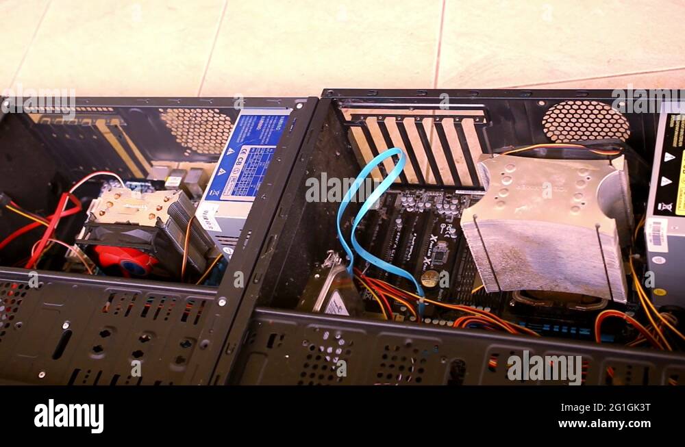 CPU Unit Server Room Data Center. Open the computer case. Video shift ...