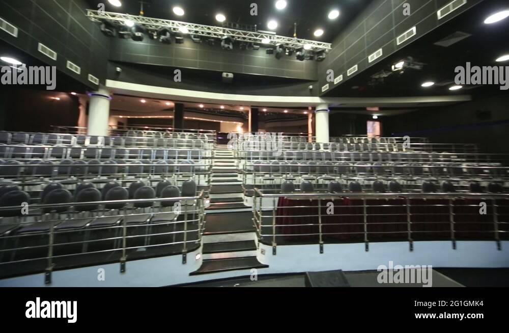 auditorium with chairs, handrails and stage in modern hall Stock Video ...