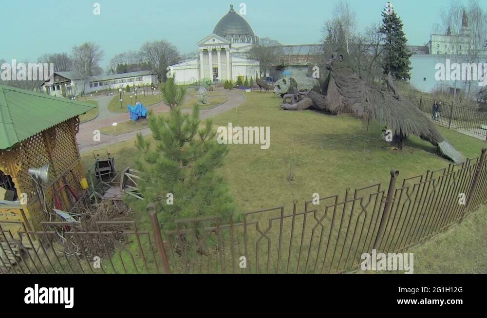 Big sculptures of animals in park of VVC exhibition center Stock Video ...