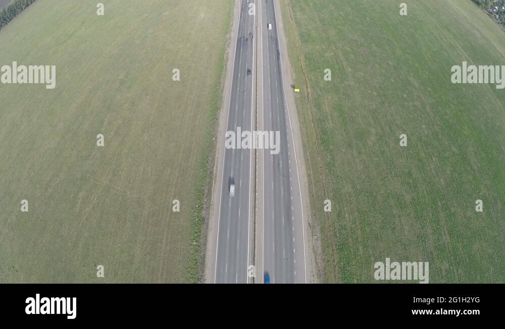 Highway road car top view Route aerial view Stock Video Footage - Alamy