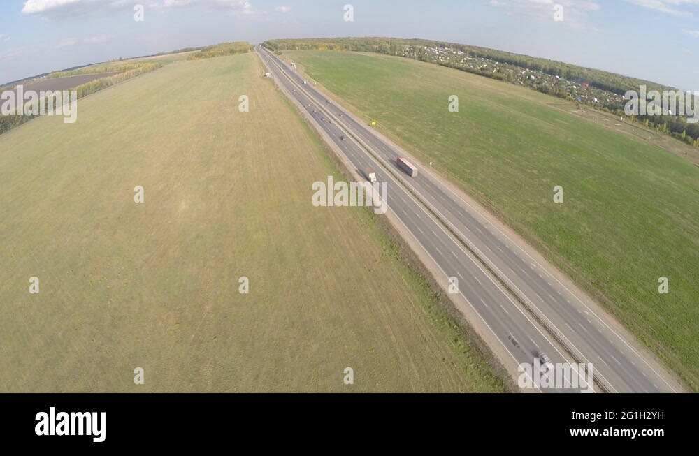 Highway road car top view Route aerial view Stock Video Footage - Alamy