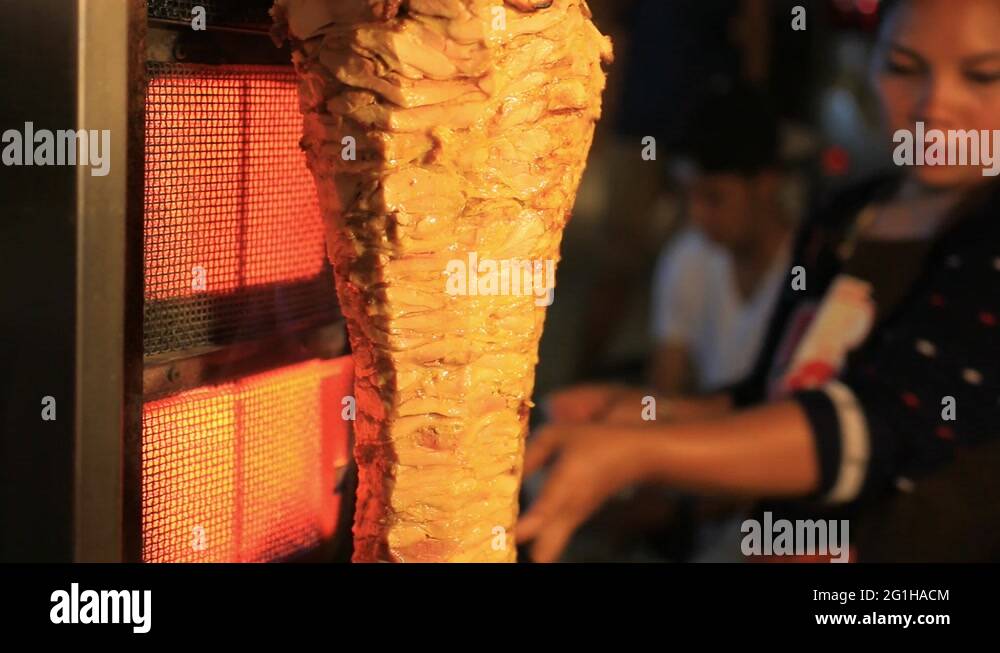 meat roasted on a spit torque in Thailand Market. HD. 1920x1080 Stock ...