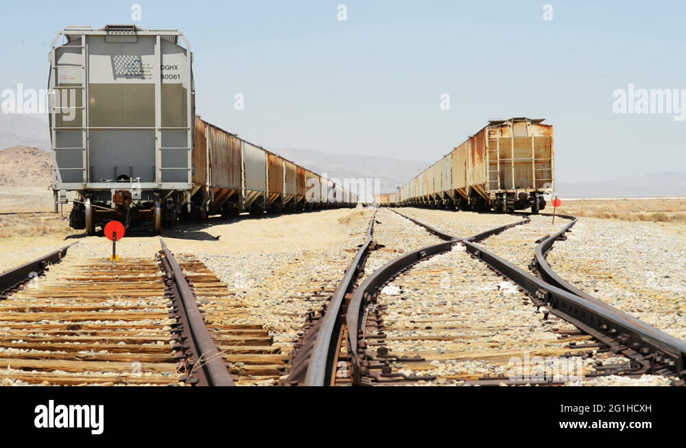 Motion Control Dolly Shot of Desert Railroad Track and Old Train -Dolly ...