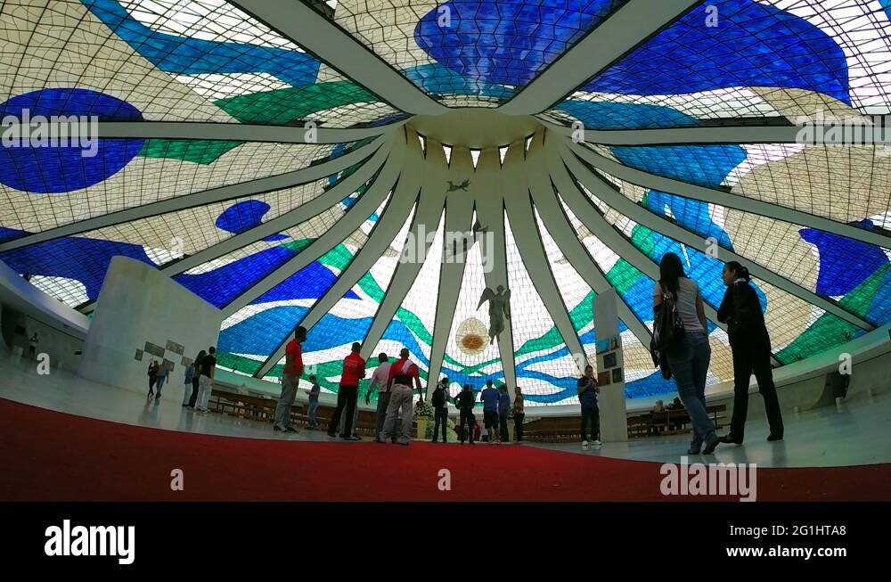 Inside view of the famous Cathedral of Brasilia City, Brazil Stock ...