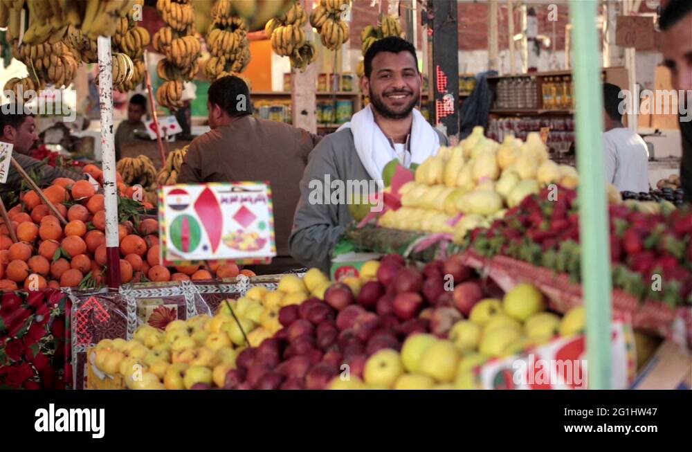 Arabic traditional farmer market sell fresh fruits and vegetables on ...