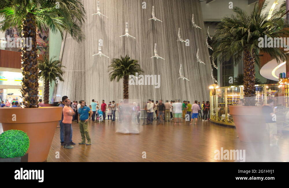 Waterfall Inside of the Mall, worlds largest shopping mall, Dubai ...