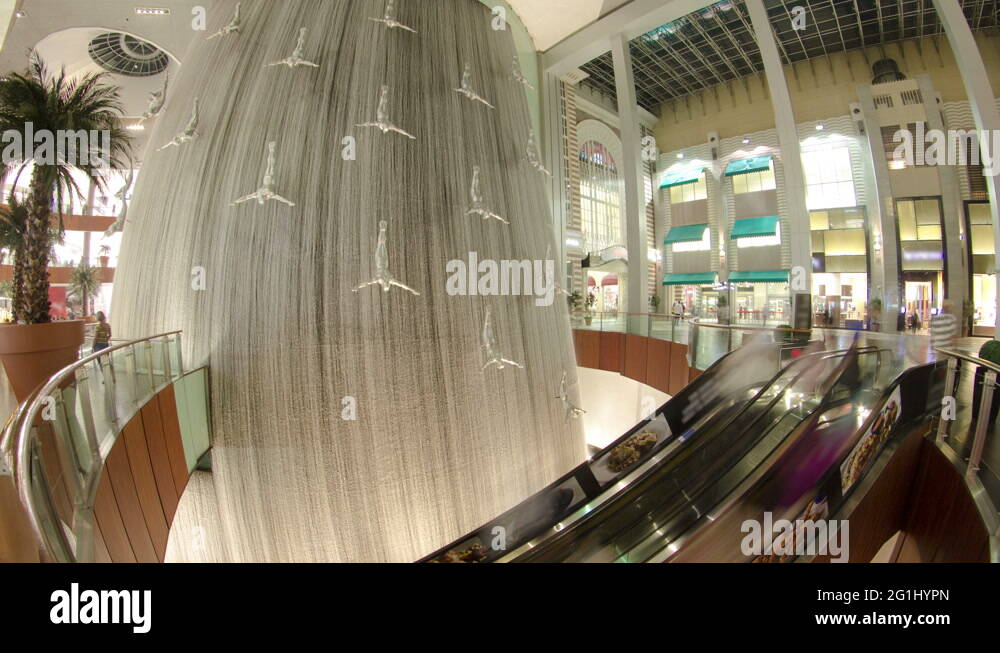 Waterfall Inside of the Mall, worlds largest shopping mall, Dubai ...