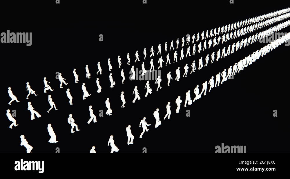 4k Crowd Of People walking turned into a row array,businessman ...