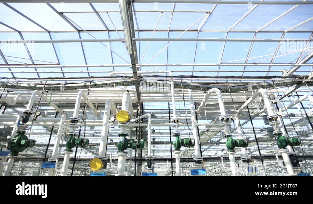 Glasshouse pipe system. Valves and Piping Stock Video Footage - Alamy