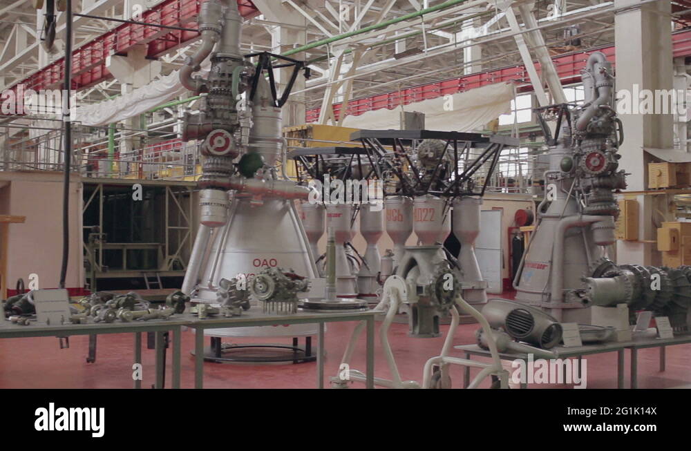 space rocket engine factory hall - pan right Stock Video Footage - Alamy