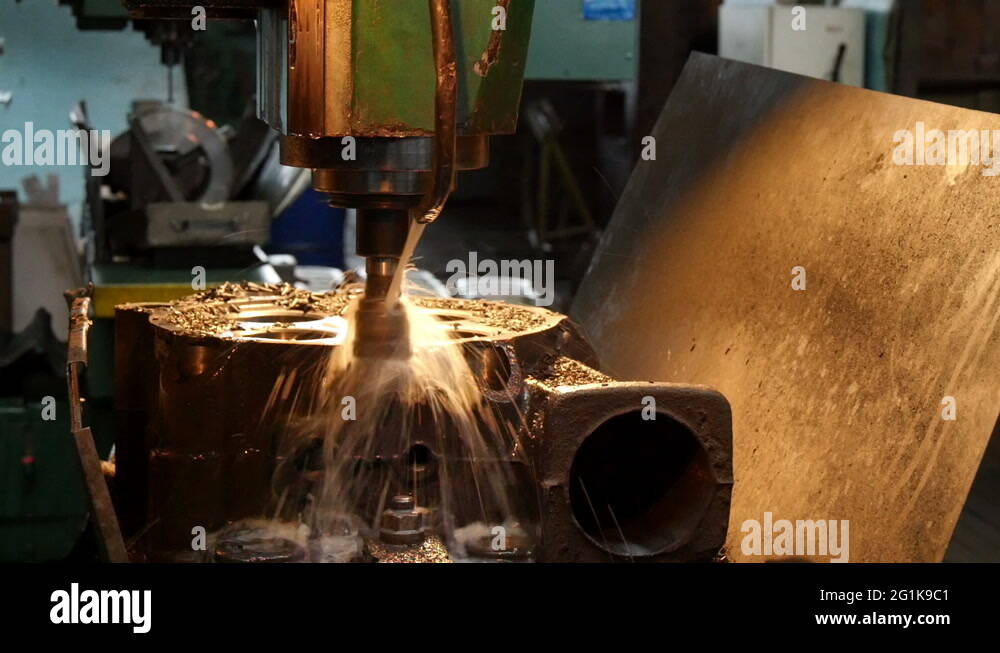 fabrication of the engine head on the milling machine Stock Video ...