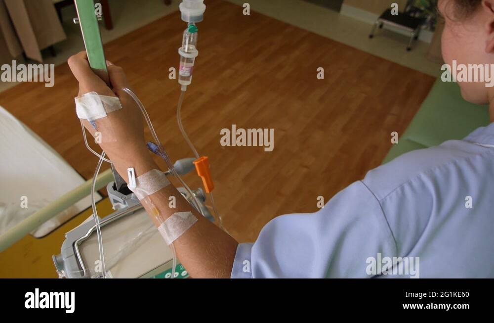 Patient with Intravenous IV Drip in Hospital Ward Stock Video Footage ...