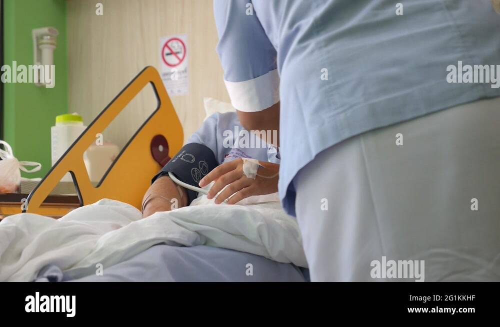 Sick Female Patient Lying in Hospital Room with IV Drip Stock Video ...
