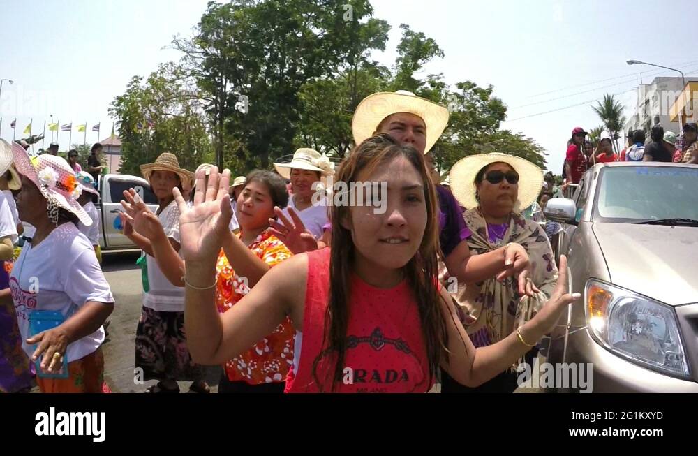 Songkran Festival in Thailand - Dancing Asian Women Parade Stock Video ...