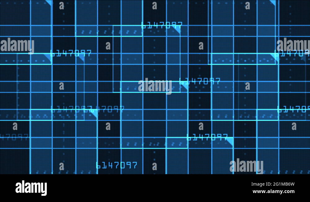 4k Virtual number square,science tech lines,matrix grid scanning ...
