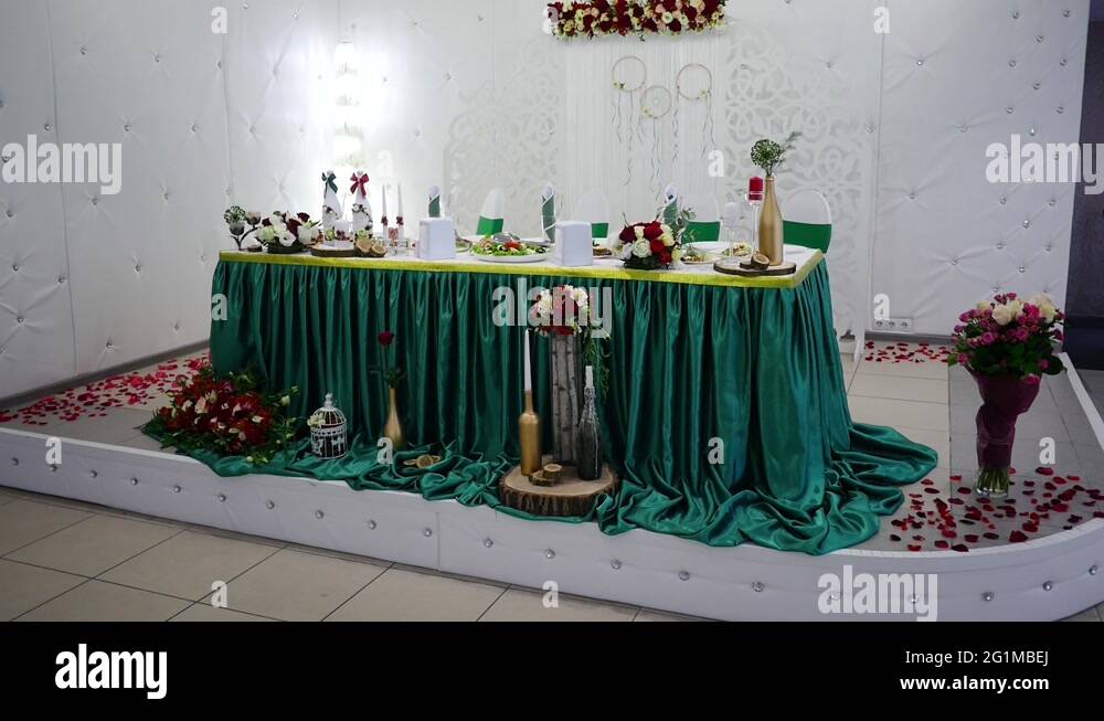 boho-chic style table of the newlyweds at the restaurant Stock Video ...