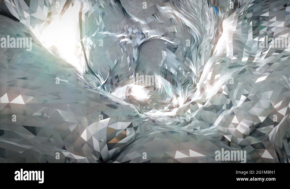 Shining triangle curve, bending, twist polygon, 3D space background ...