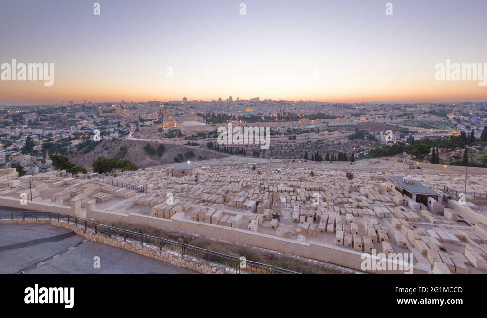 Jerusalem panorama view over the City day to night timelapse with the ...