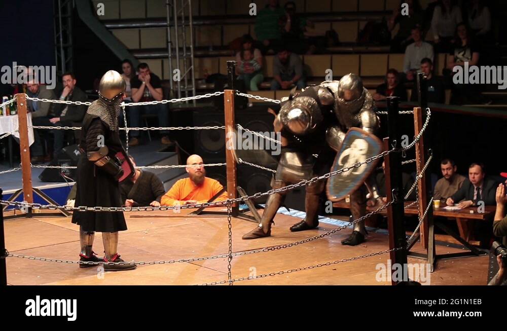 Medieval knight fighting, reconstruction of medieval battles. Full ...