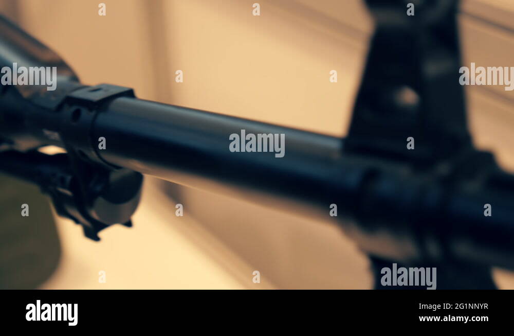 Famous Russian PKM machine gun with magazine full of bullets Stock ...