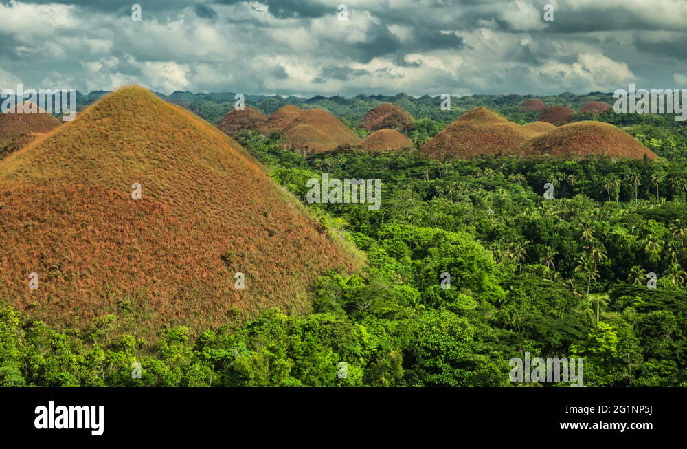 Beautiful scenery of Chocolate Hills in Bohol, Philippines. 4K ...