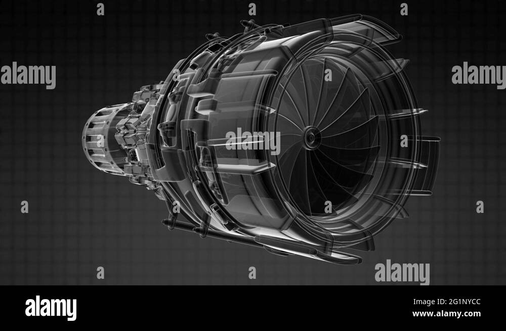 rotate jet engine turbine of plane, aircraft concept, aviation and ...